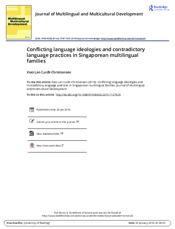 (PDF) Journal of Multilingual and Multicultural Development Conflicting ...