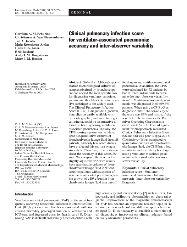 (PDF) Clinical pulmonary infection score for ventilator-associated ...