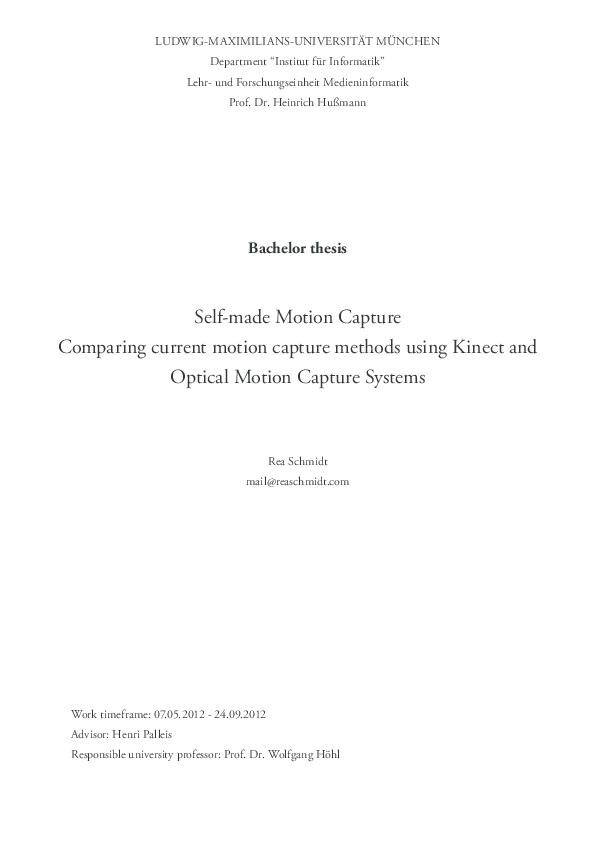 (PDF) Self-made Motion Capture | Comparing current motion capture methods using Kinect and ...