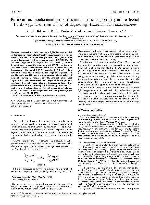 (PDF) Purification, biochemical properties and substrate specificity of ...