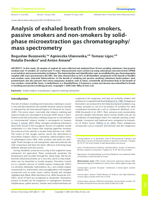 (PDF) Analysis of exhaled breath from smokers, passive smokers and non ...