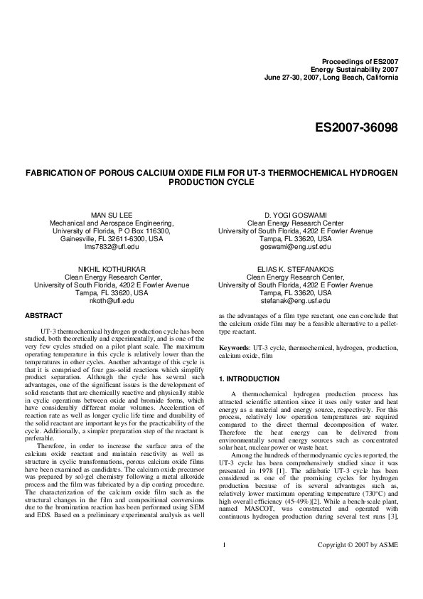 (PDF) Fabrication of porous calcium oxide film for UT-3 thermochemical ...