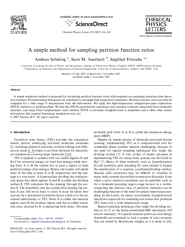 (PDF) A simple method for sampling partition function ratios