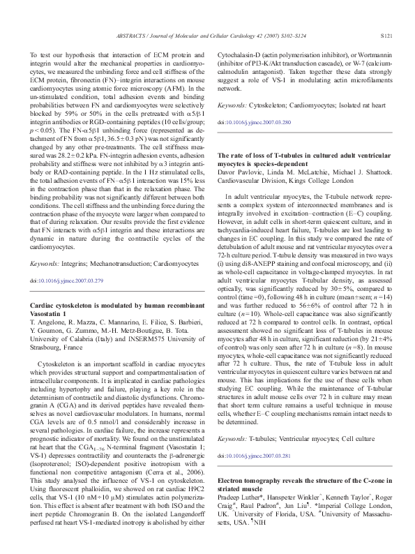 (PDF) Cardiac cytoskeleton is modulated by human recombinant Vasostatin 1