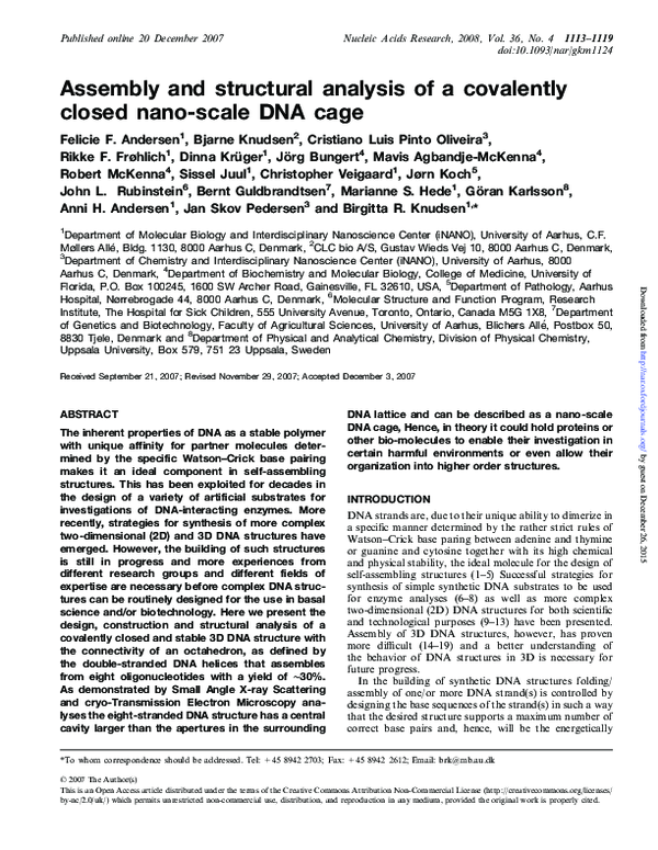 (PDF) Assembly and structural analysis of a covalently closed nano ...