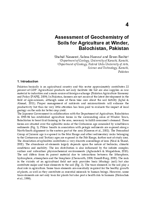 (PDF) Assessment of Geochemistry of Soils for Agriculture at Winder ...