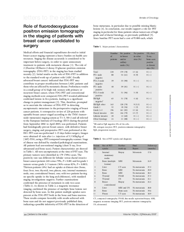 (PDF) Role of Fluorodeoxyglucose Positron Emission Tomography/Computed ...