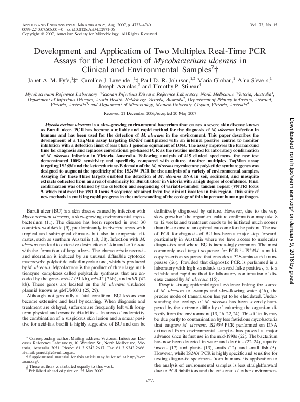 Pdf Development And Application Of Two Multiplex Real Time Pcr Assays For The Detection Of