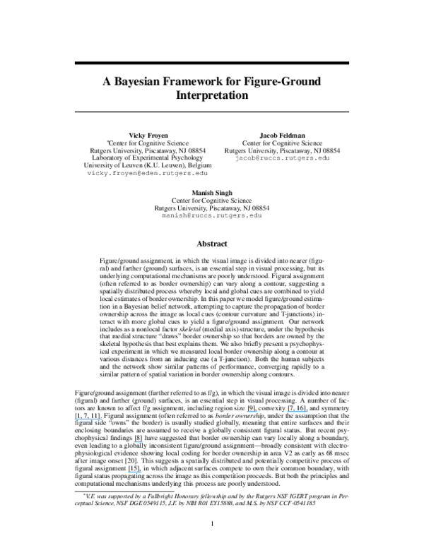 (PDF) A Bayesian Framework for Figure-Ground Interpretation