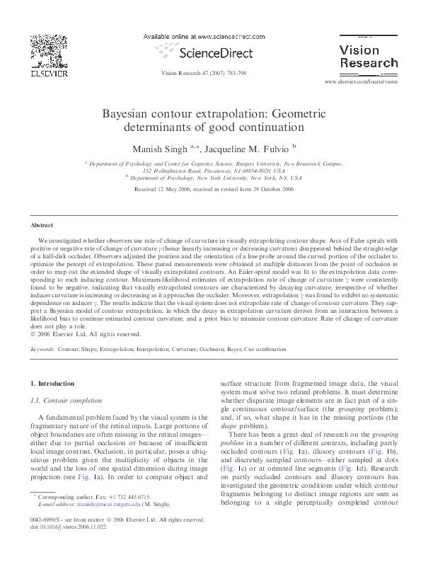 Pdf Bayesian Contour Extrapolation Geometric Determinants Of Good