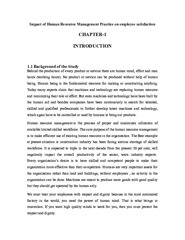 (DOC) Impact of Human Resource Management Practice on employee satisfaction