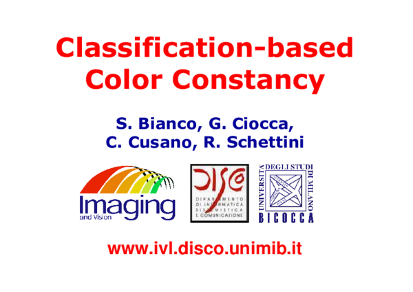 (PDF) Classification-Based Color Constancy