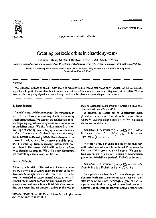 (PDF) Creating periodic orbits in chaotic systems