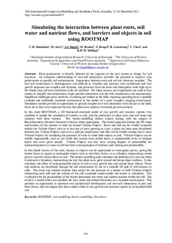 (PDF) Simulating the interaction between plant roots, soil water and nutrient flows, and ...