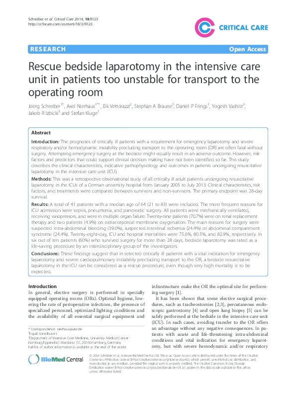 (PDF) Rescue bedside laparotomy in the intensive care unit in patients ...