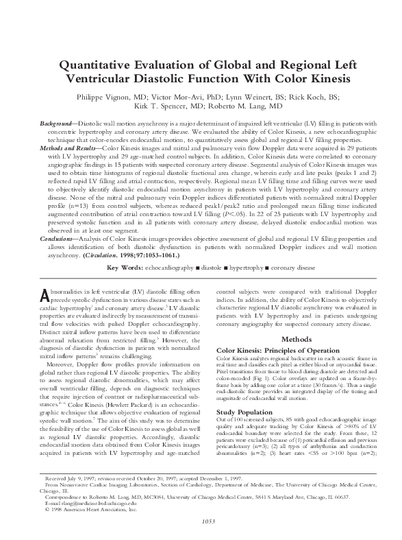 (PDF) Quantitative Evaluation of Global and Regional Left Ventricular Diastolic Function With ...