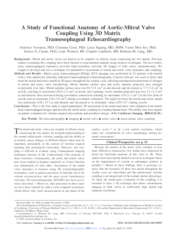(PDF) A Study of Functional Anatomy of Aortic-Mitral Valve Coupling ...