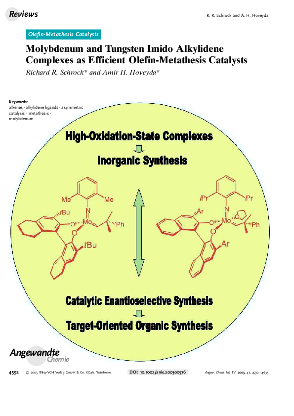 (PDF) Molybdenum and Tungsten Imido Alkylidene Complexes as Efficient ...