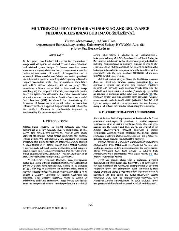 (PDF) Multiresolution-histogram indexing and relevance feedback learning for image retrieval