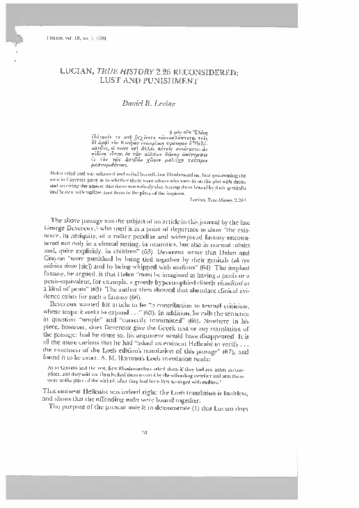(PDF) LUCIAN, TRUE HISTORY 2. 26 RECONSIDERED: LUST AND PUNISHMENT