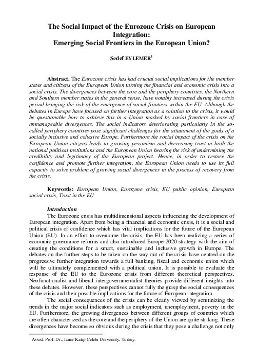 (PDF) The Social Impact of the Eurozone Crisis on European Integration ...