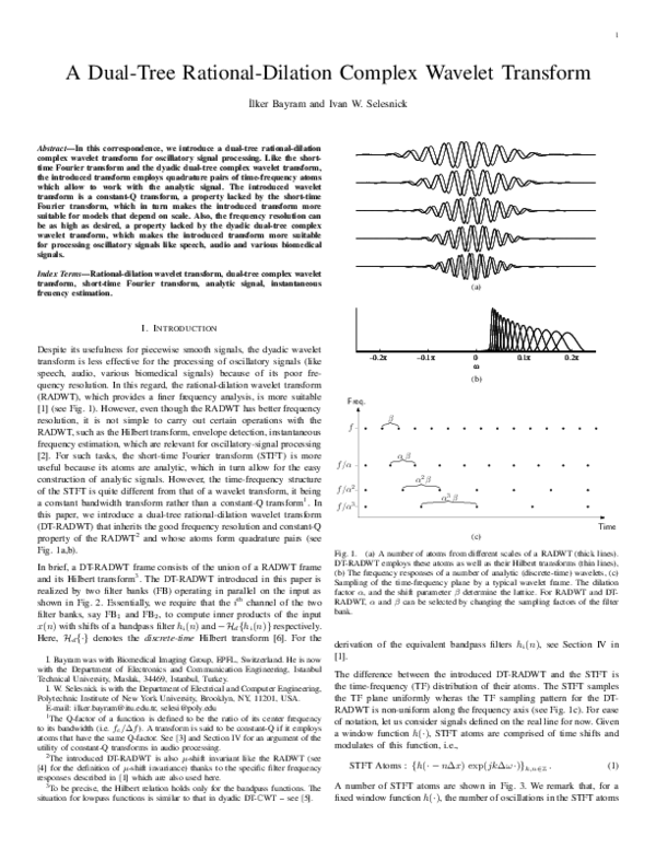 (PDF) A Dual-Tree Rational-Dilation Complex Wavelet Transform