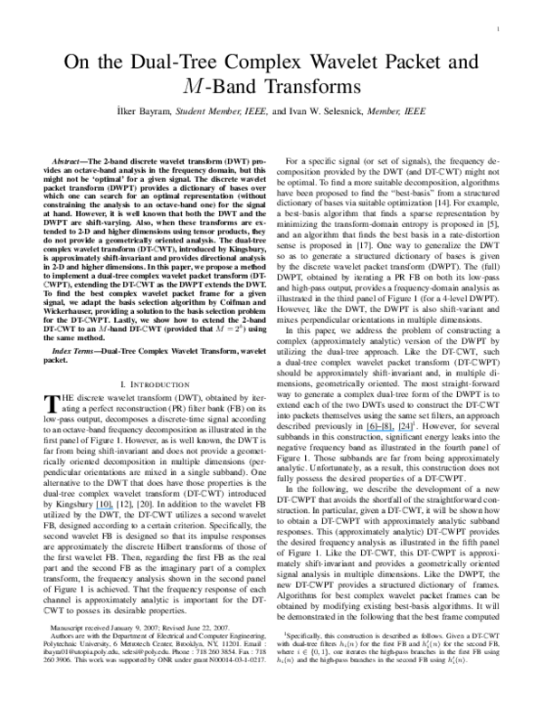 (PDF) On the Dual-Tree Complex Wavelet Packet and M-band Transforms