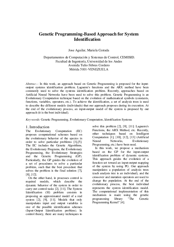 (PDF) Genetic programming-based approach for system identification