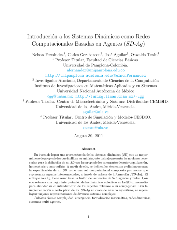(PDF) Sistemas dinámicos como redes computacionales de agentes para la ...