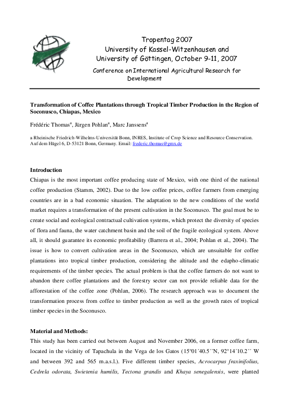 (PDF) Transformation of Coffee Plantations through Tropical Timber ...