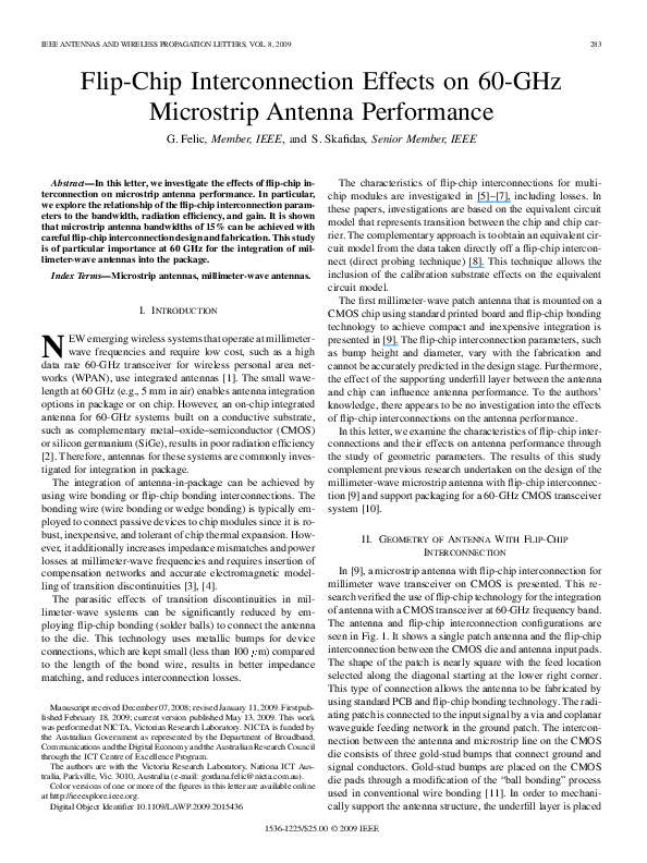 (PDF) Flip-Chip Interconnection Effects on 60-GHz Microstrip Antenna ...