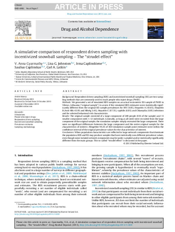Pdf A Simulative Comparison Of Respondent Driven Sampling With 9519