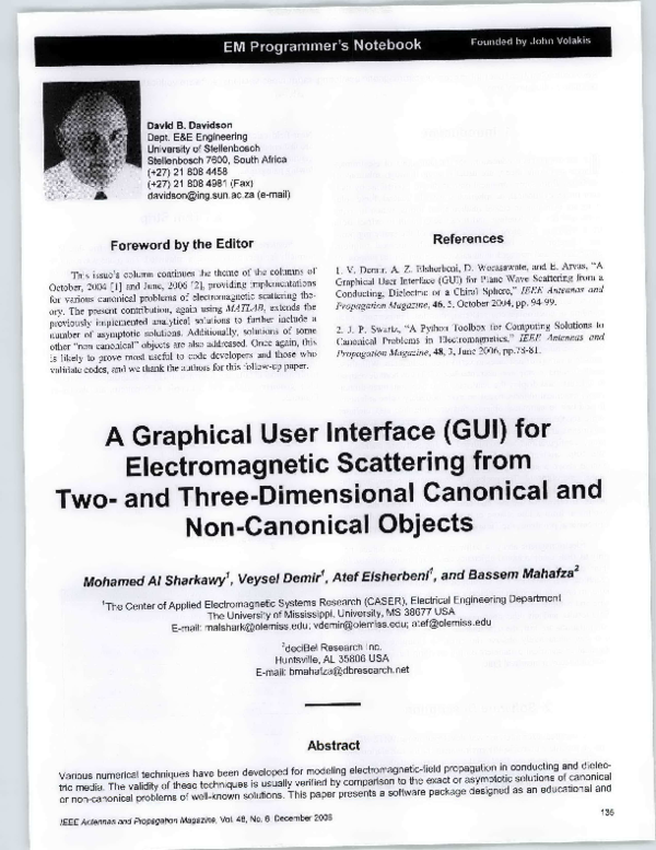 (PDF) A graphical user interface (GUI) for electromagnetic scattering from two- and three ...