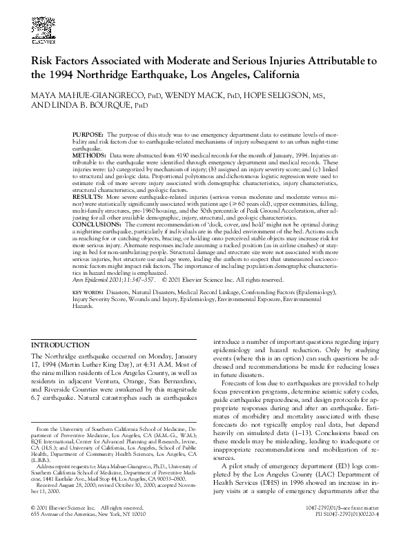 (PDF) Risk Factors Associated with Moderate and Serious Injuries ...