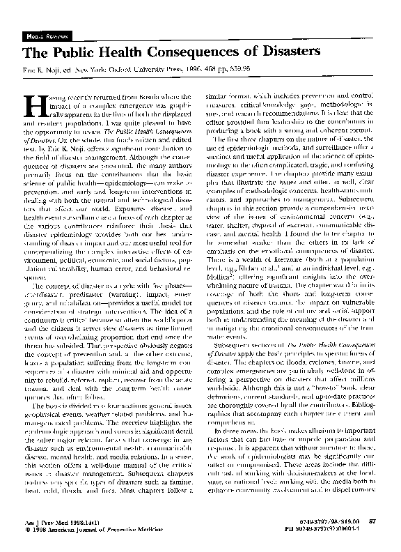 (PDF) The public health consequences of disasters