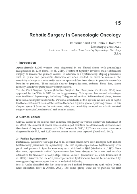 Pdf Robotic Surgery In Gynecologic Oncology Javier Magrina