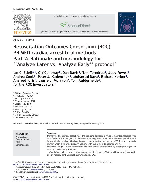 (PDF) The resuscitation outcomes consortium (ROC) primed impedance ...