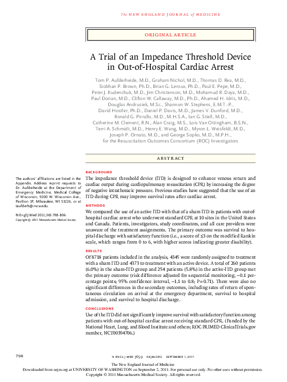 (PDF) A Trial of an Impedance Threshold Device in Out-of-Hospital ...