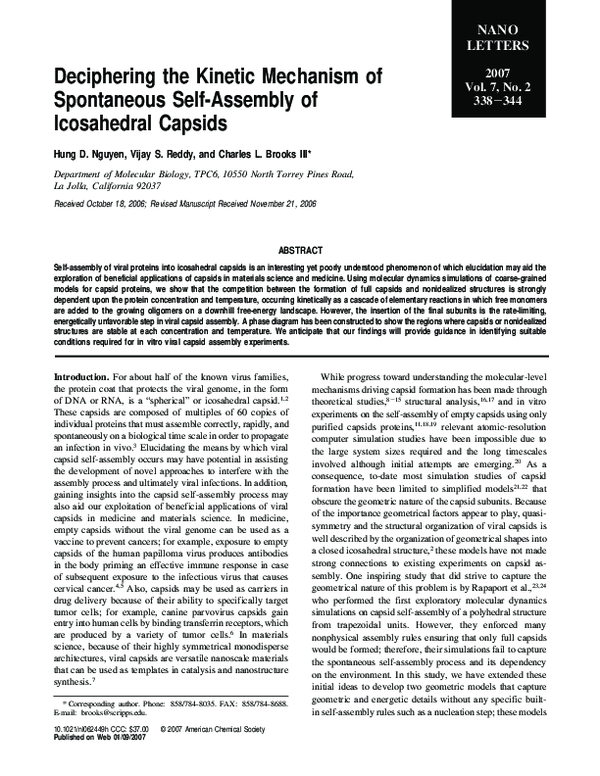 (PDF) Deciphering the Kinetic Mechanism of Spontaneous Self-Assembly of ...