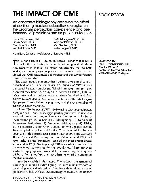 (PDF) The impact of cme an annotated bibliography assessing the effect ...