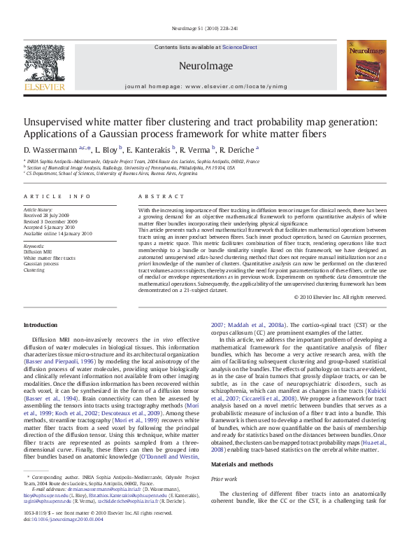 (PDF) Unsupervised white matter fiber clustering and tract probability map generation ...
