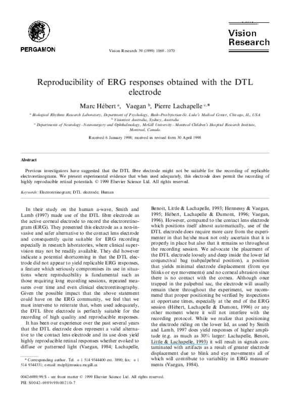 (PDF) Reproducibility of ERG responses obtained with the DTL electrode