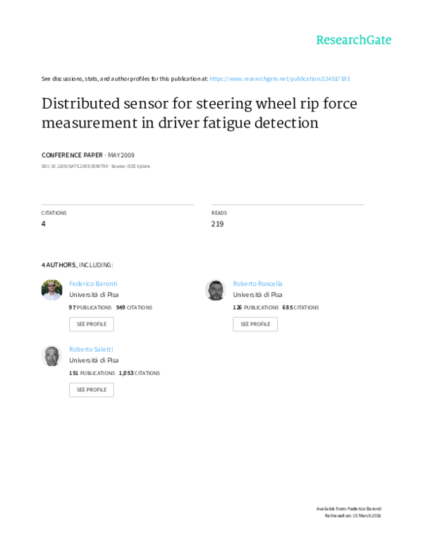 (PDF) Distributed sensor for steering wheel rip force measurement in ...