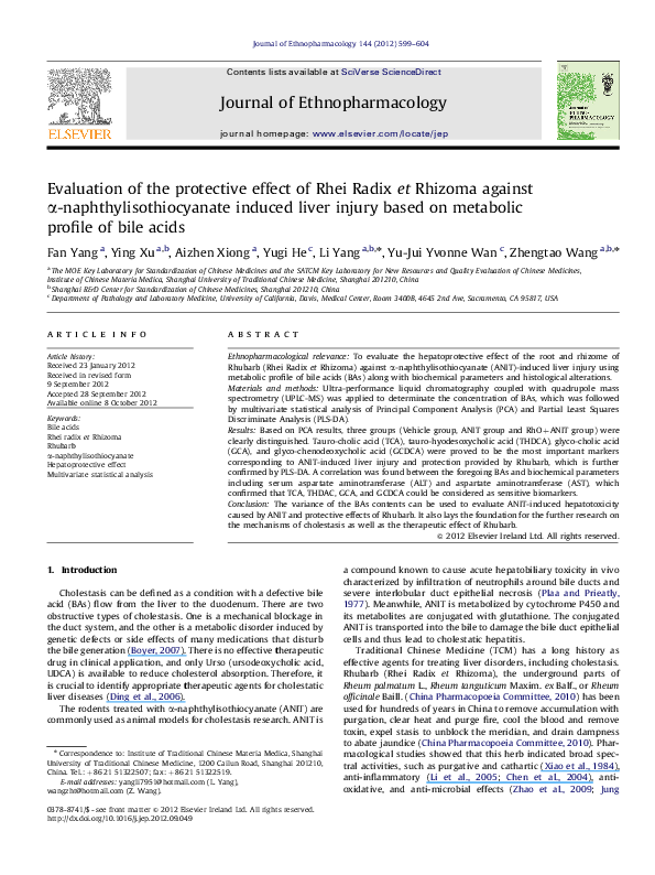 (PDF) Evaluation of the protective effect of Rhei Radix et Rhizoma ...