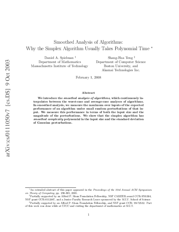 (PDF) Smoothed analysis of algorithms