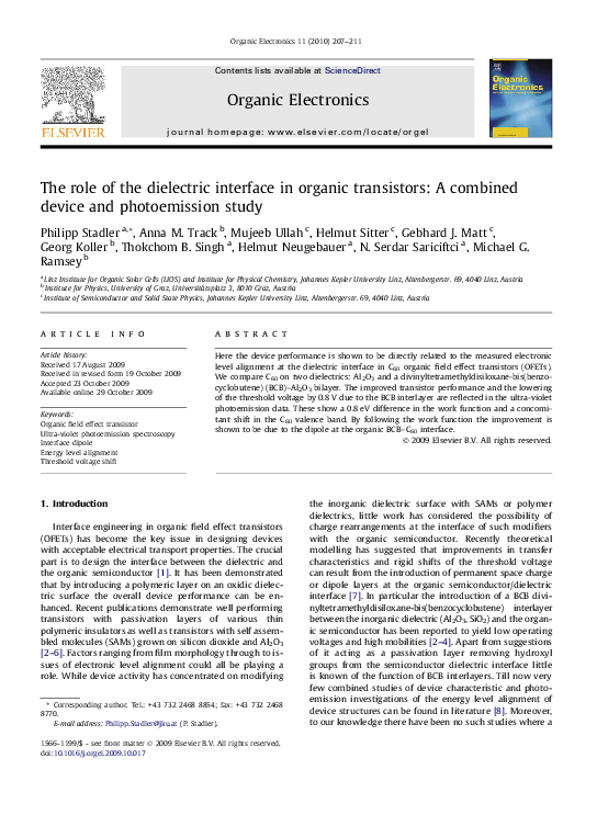 (PDF) The role of the dielectric interface in organic transistors: A ...