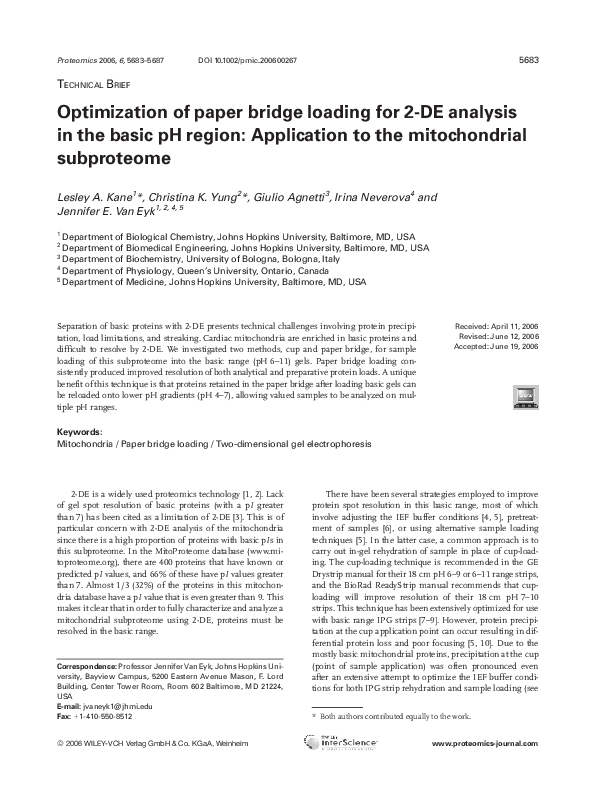 (PDF) Optimization of paper bridge loading for 2-DE analysis in the ...