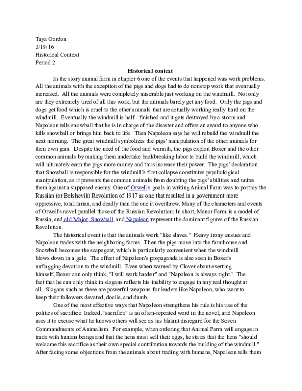 (DOC) Animalfarm Historical Context