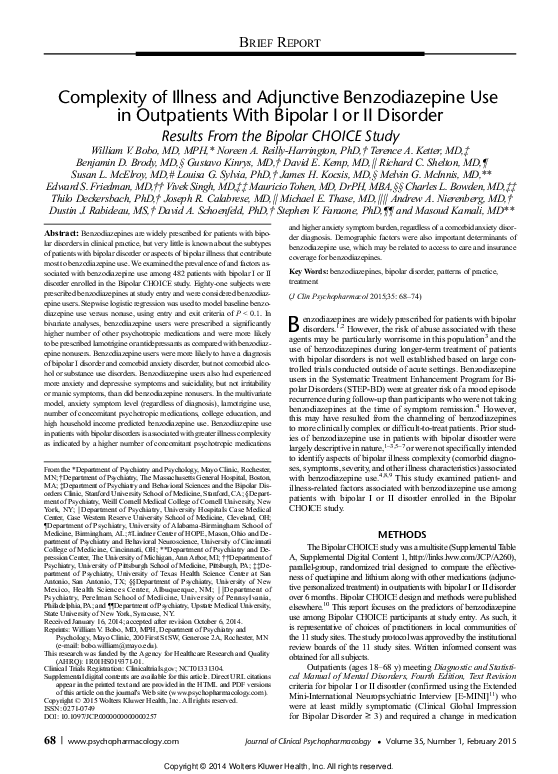 (PDF) Complexity of Illness and Adjunctive Benzodiazepine Use in ...