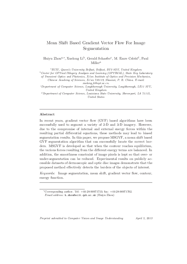 (PDF) Mean shift based gradient vector flow for image segmentation
